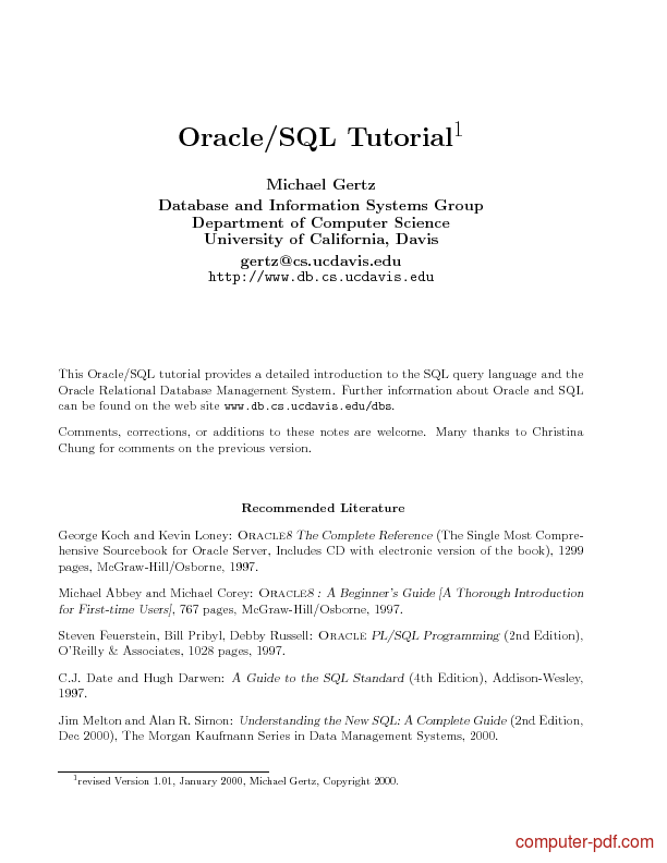Pdf Oraclesql Free Tutorial For Beginners