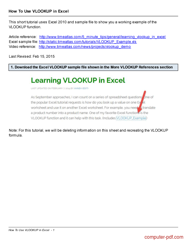  PDF Excel How To Use VLOOKUP Free Tutorial For Beginners