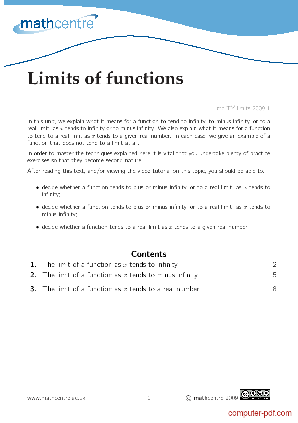 [pdf] Limits Of Functions Free Tutorial For Beginners